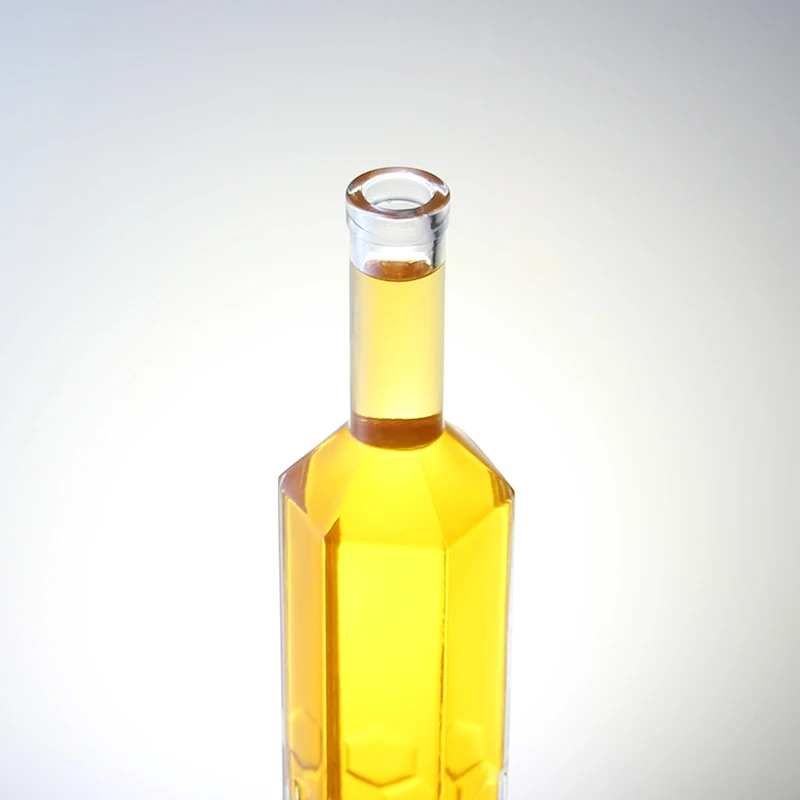 Hexagon Glass Bottle 750ml Whiskey Vodka Transparent Beehive Pattern ...