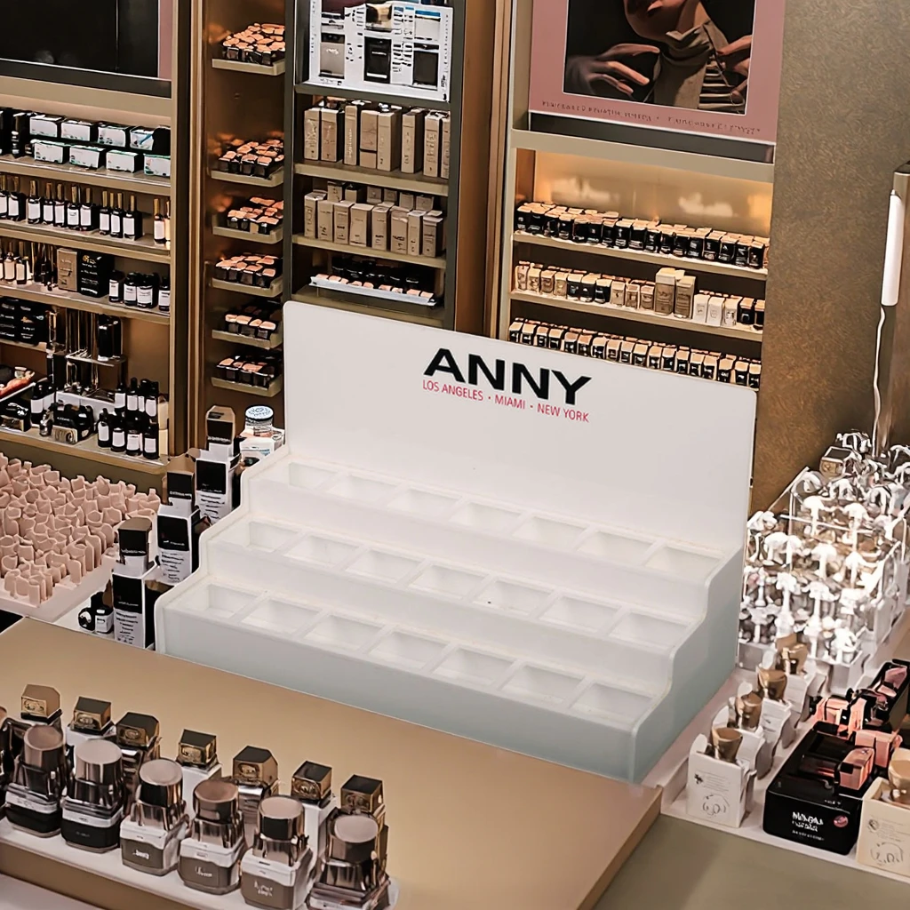Custom Skincare Display Clear Acrylic Makeup Display Counter Top ...