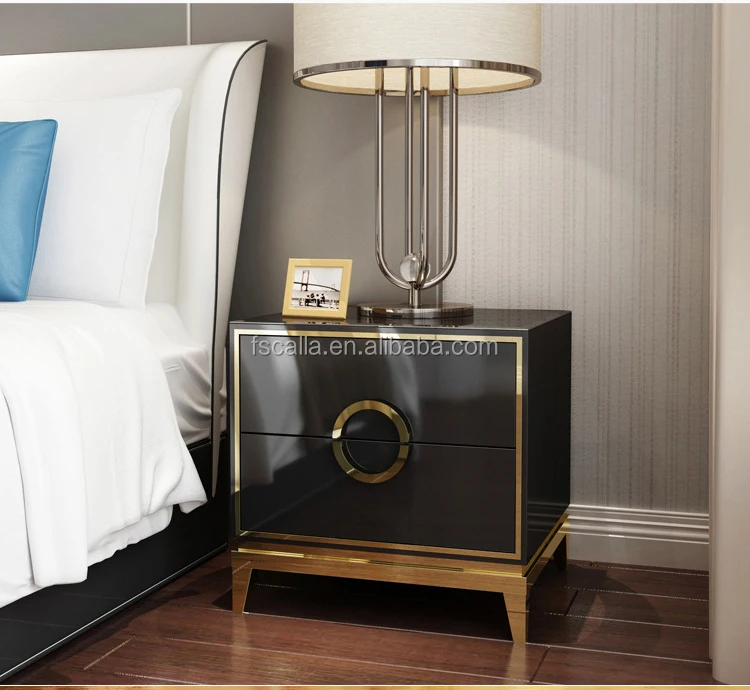 Modern Stainless Steel Leg Metal Nightstand Side Table Night Cabinet ...