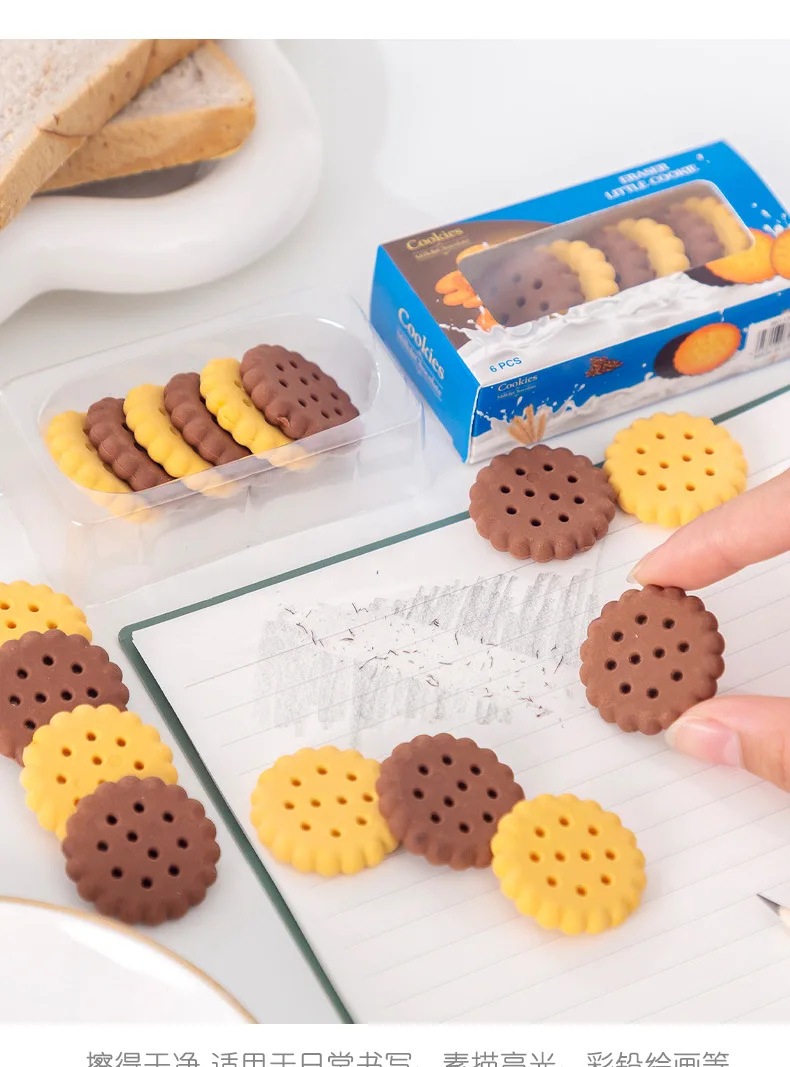Kawaii Cookie Shaped Eraser - Perfect for Children's Stationery