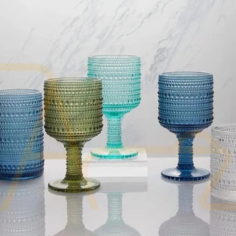 Embossed Design glassware Vintage Wine Goblets Whiskey Glasses Cup ...