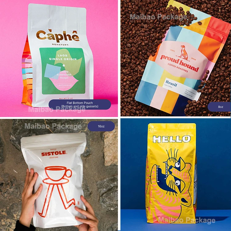 Custom Empty 100gr Coffee Packaging Bags with Resealable Zipper