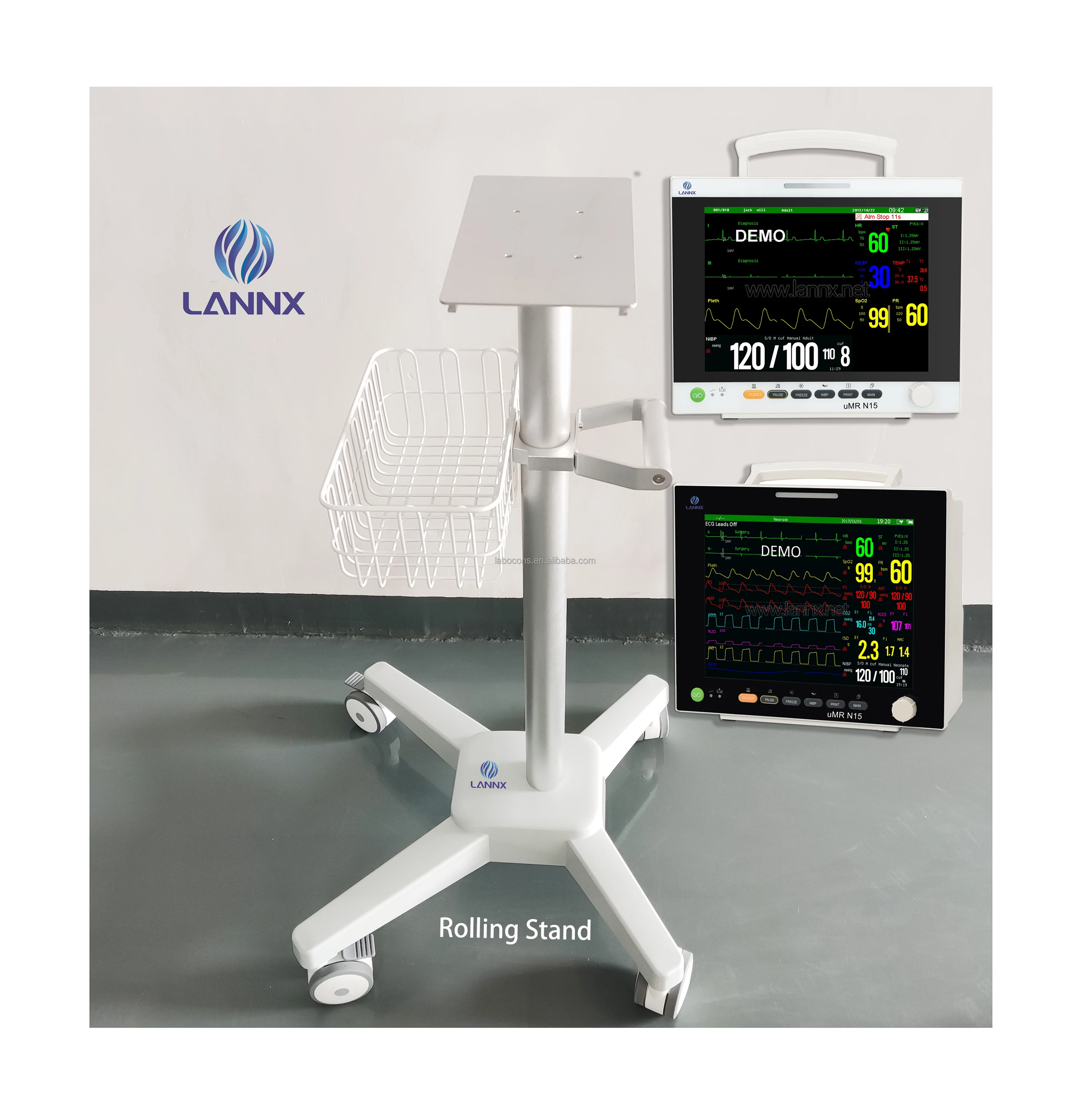 LANNX Vital Signs Machine on Wheels - Mobile & Adjustable