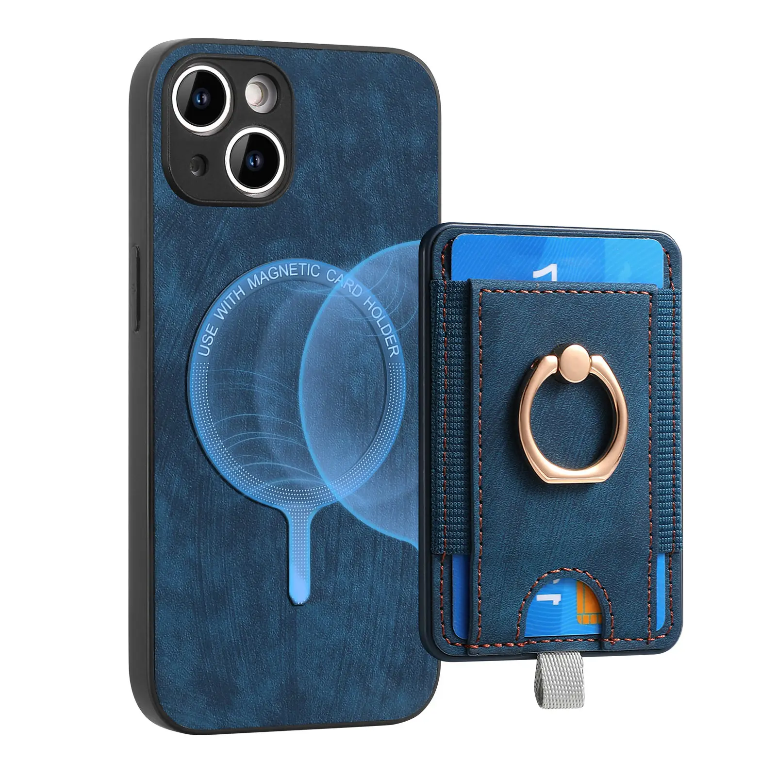 Mag Safe Retro Pu Leather Wireless Charging Card Holder Phone Case With ...