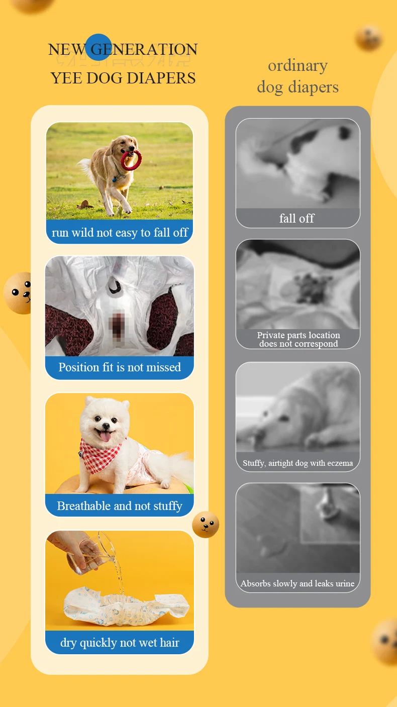 Yee Dog Diapers Teddy Pet Sanitary Pads For Male And Female Dogs Pull ...