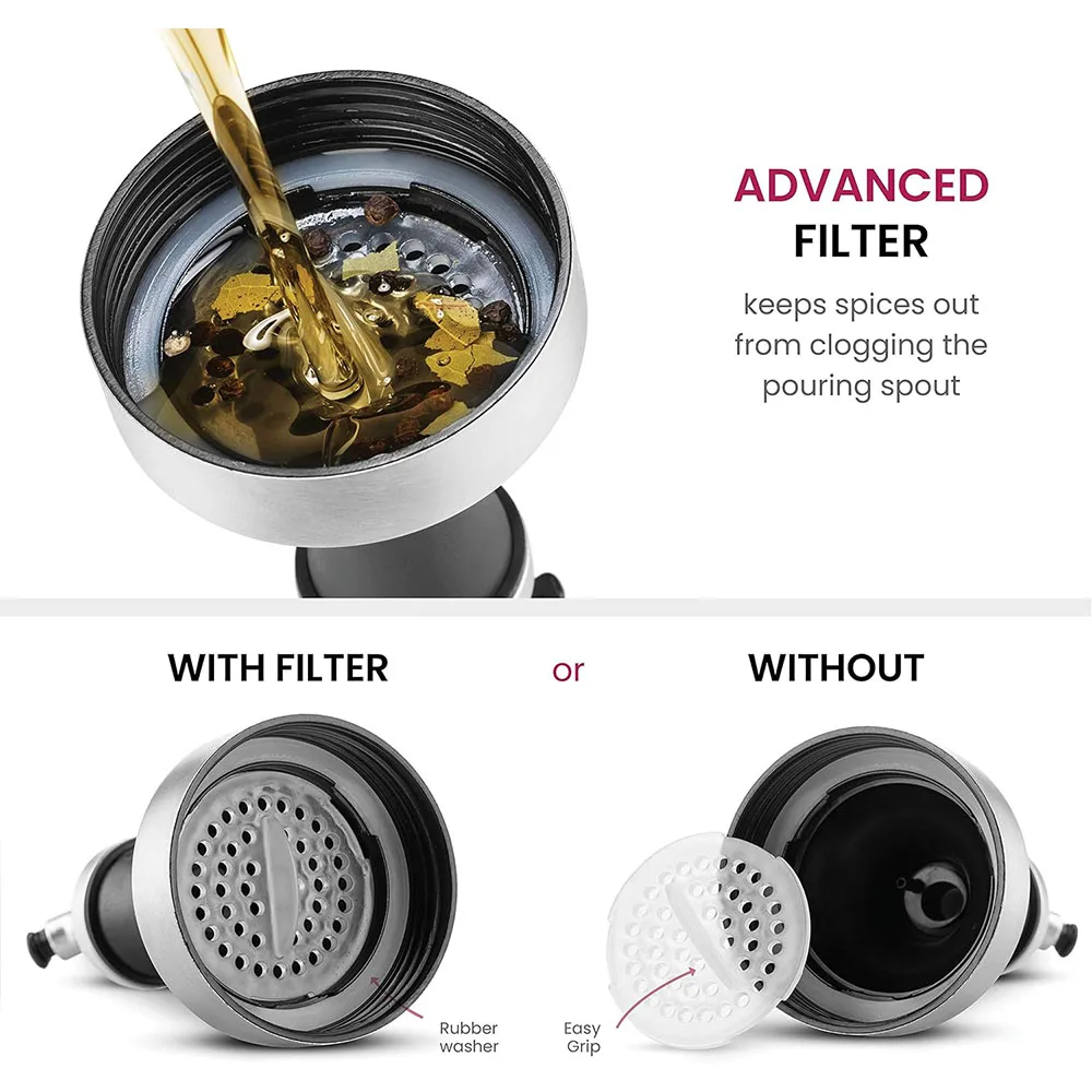 Creative Infuser Cooking Oil Bottle With Spout 500ml 17oz Clear Glass ...