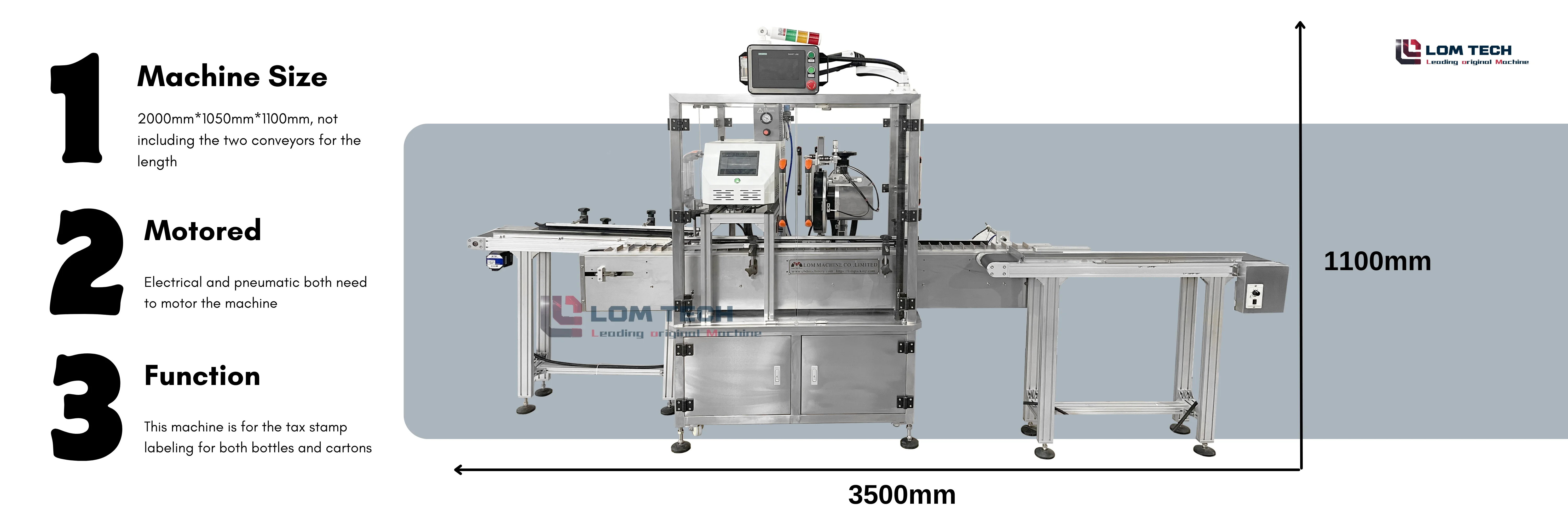 Lom Automatic Round Bottle Sticker Strip Box Tax Stamp Labeling Machine ...