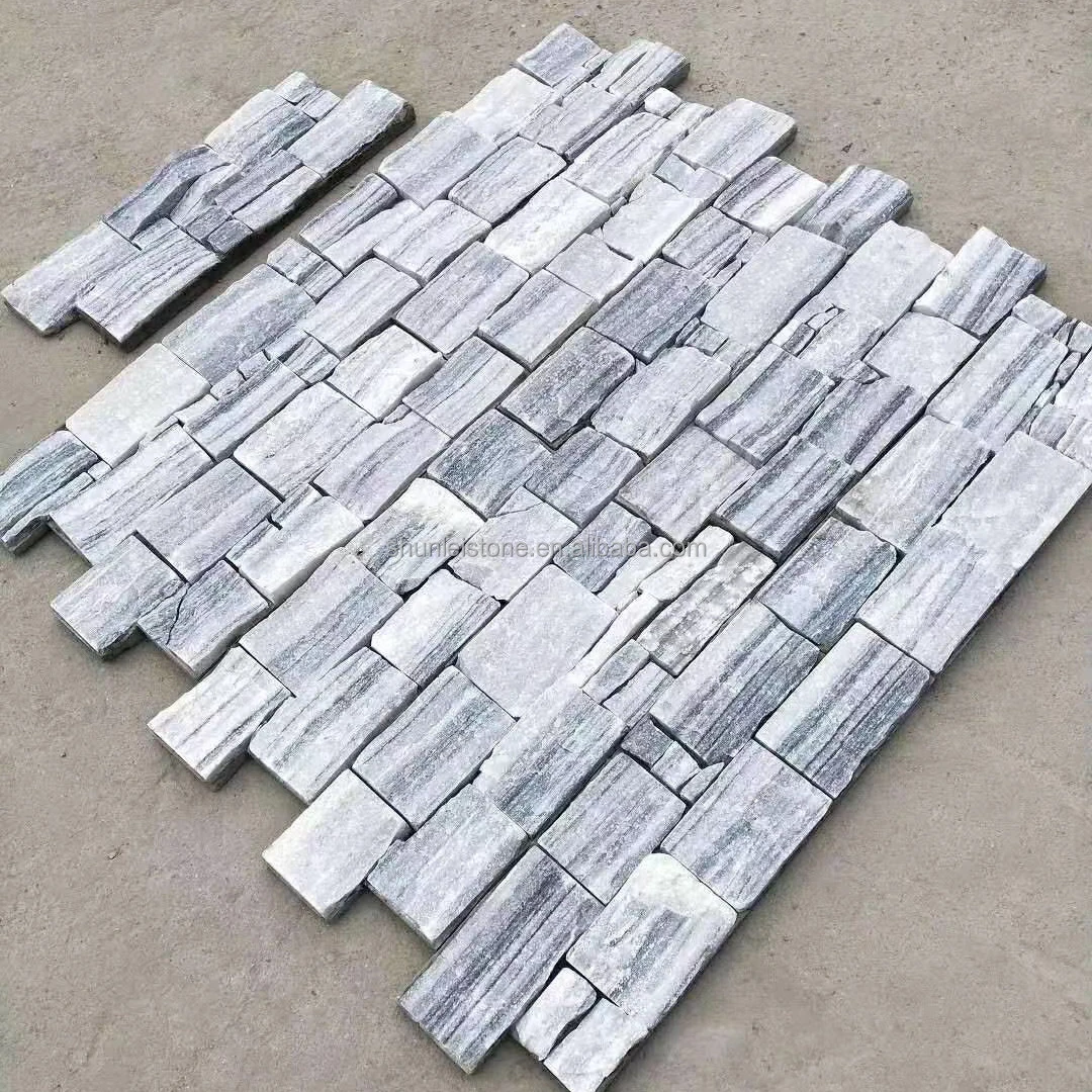 Natural Grey Stacked Stone Wall Cladding - Buy Grey Stacked Stone Panel ...