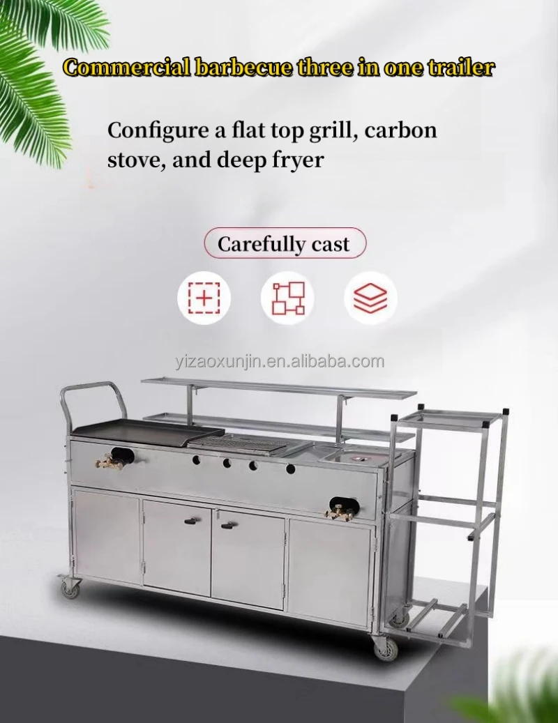 Four Wheeled Mobile Carts/crepe Carts For Sale Of Three In One Fried ...