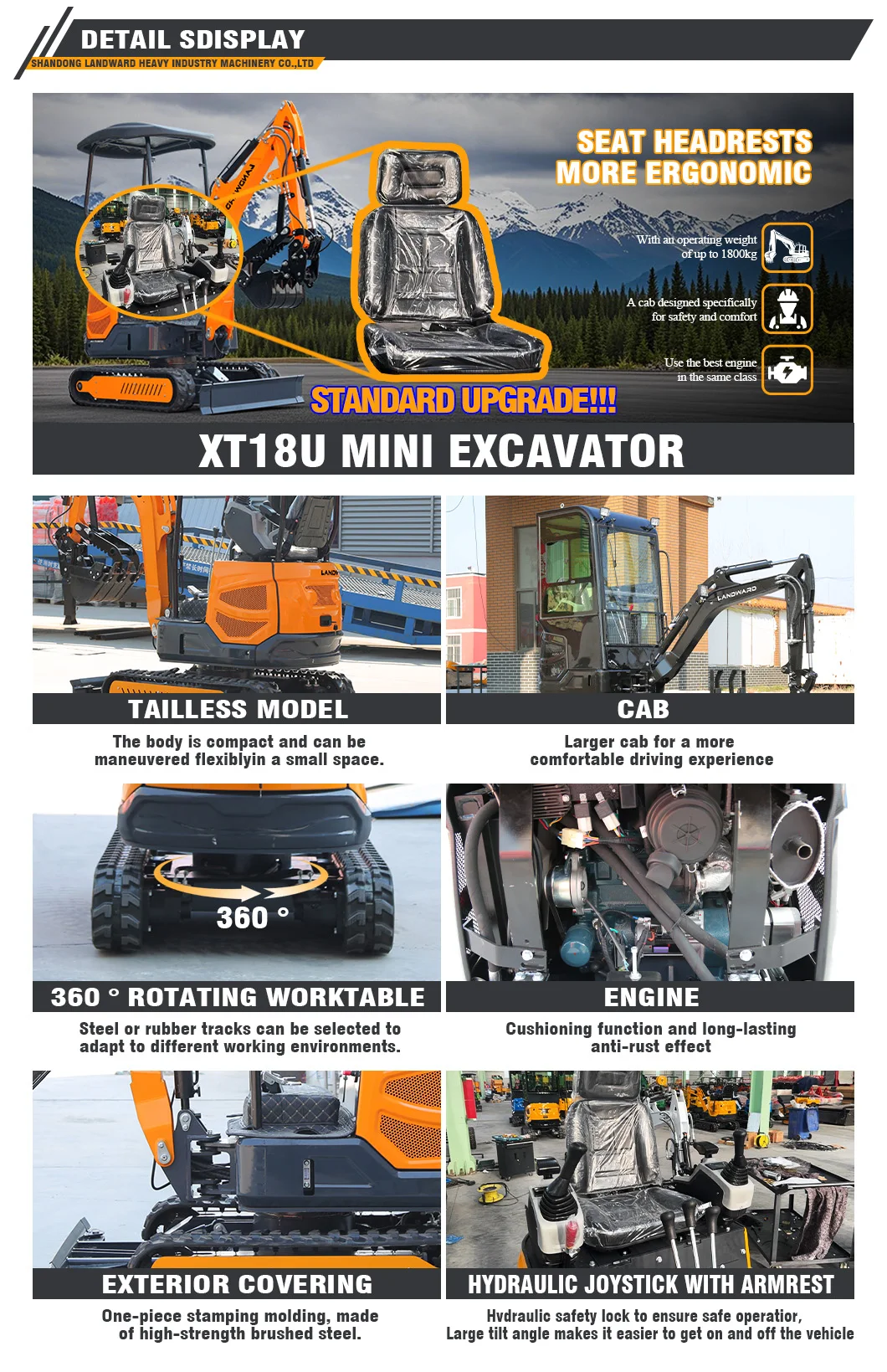 Free Shipping Landward 1.5 Ton Mini Excavator XT13U - Hydraulic Crawler ...