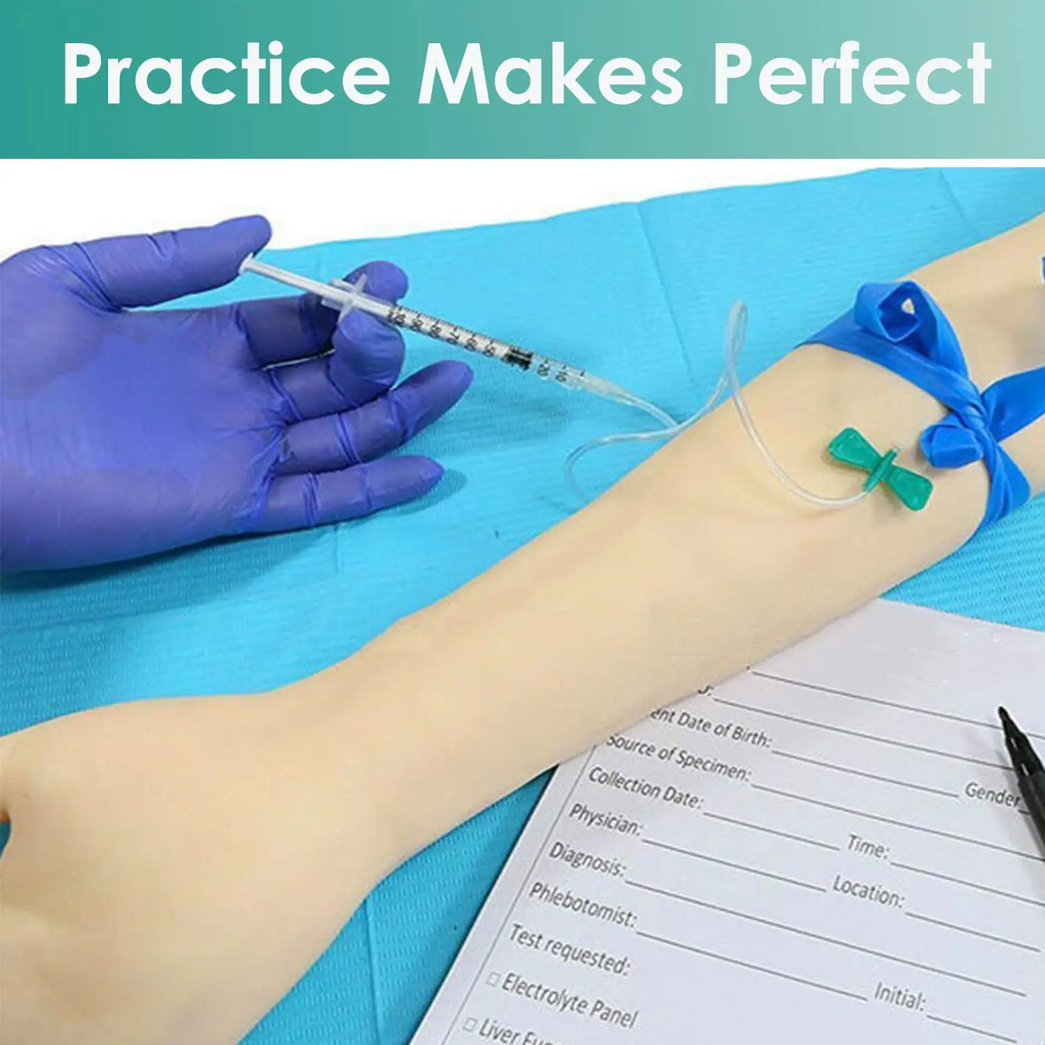 Medical Science Venipuncture Training Arm Model & Suture Pad