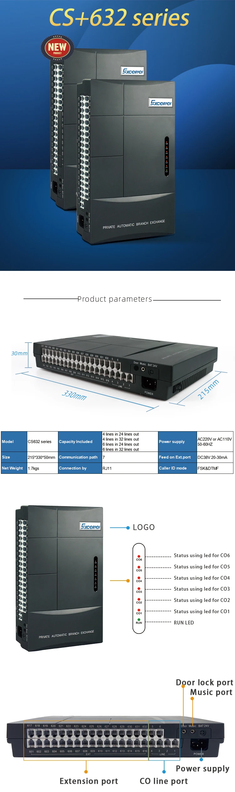 Excelltel Expandable Intercom PABX PBX for Hotels & Offices