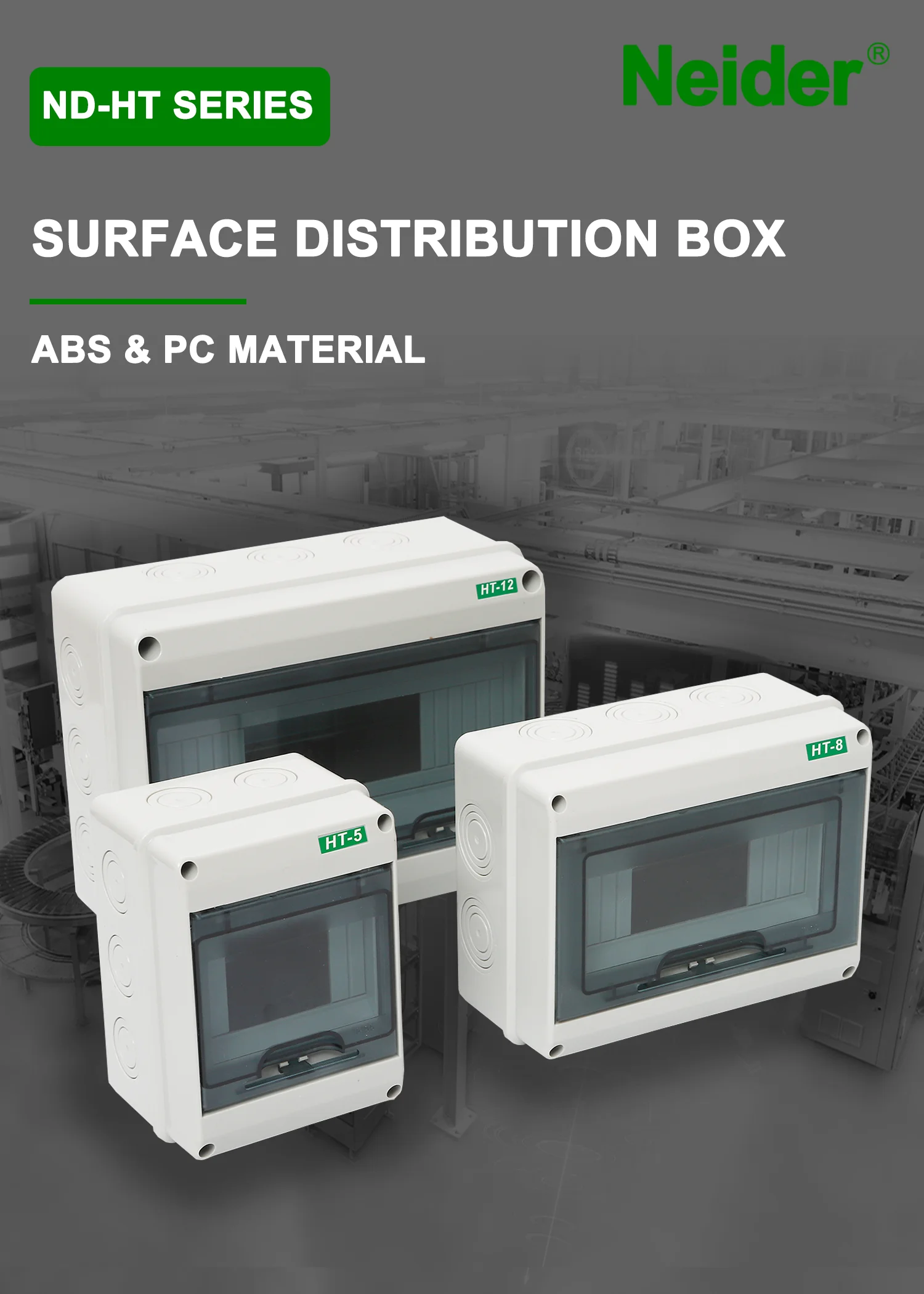 HT-12 ABS Plastic Surface-Mounted IP65 Distribution Board Electrical ...