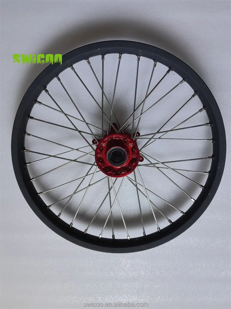 21" Cast Rear Wheels 1.6x21 Aluminium Rims Red Hubs Black Rims Silver ...