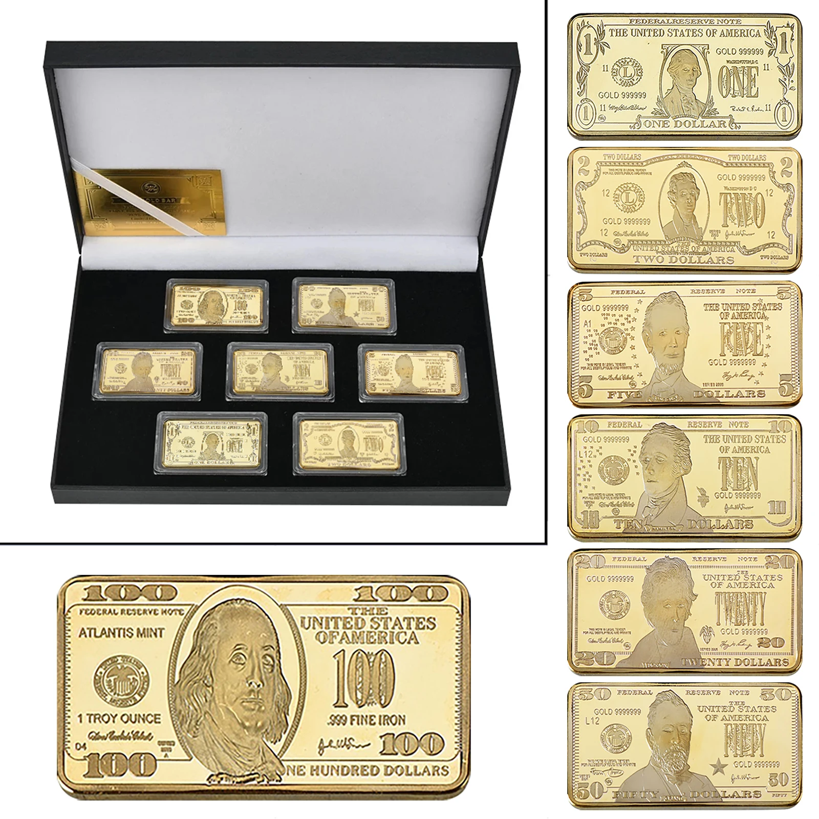 Custom Us Dollar 24k Gold Bar Gold Plated Bullion Bars Silver ...