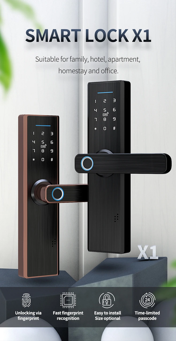 Fingerprint Ttlock App Key Card Smart Door Lock Fingerprint Combination Door Handle Digital Door ...