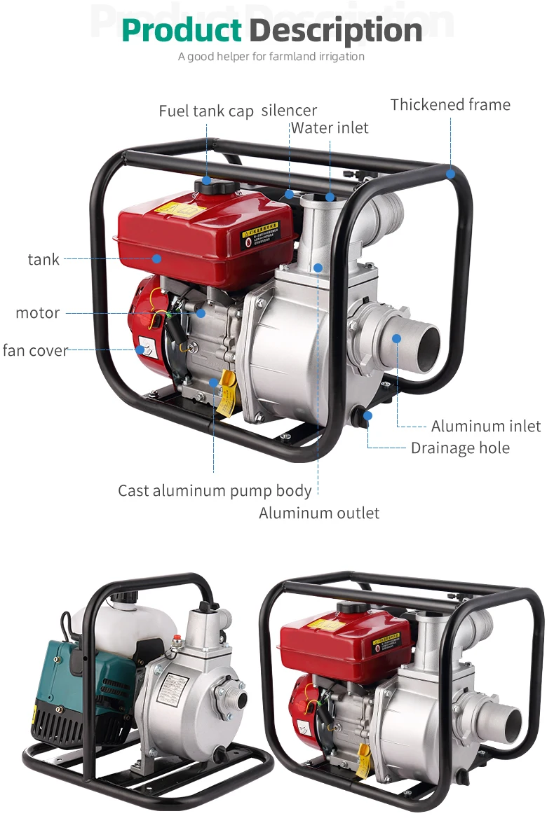 Qiwo Motopompe Agricole Wp30 Pumpset 5kw Motor Gas Water Pump 3 Inch 4 ...