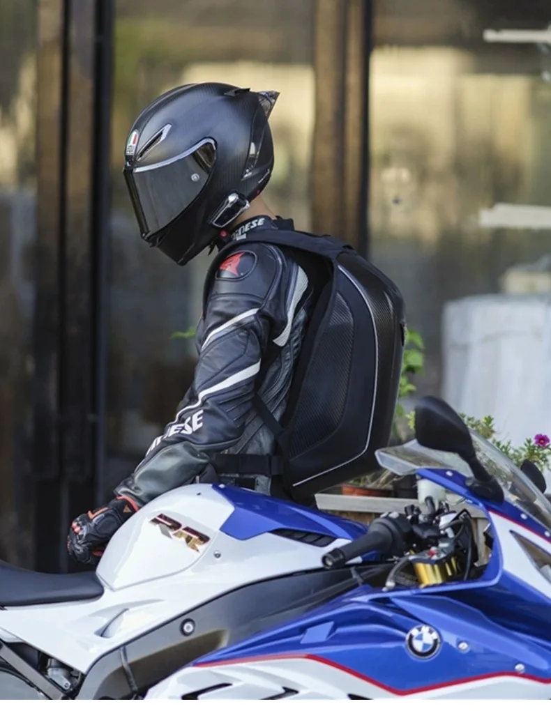 Customized Carbon Fiber Motorcycle Backpack - Waterproof