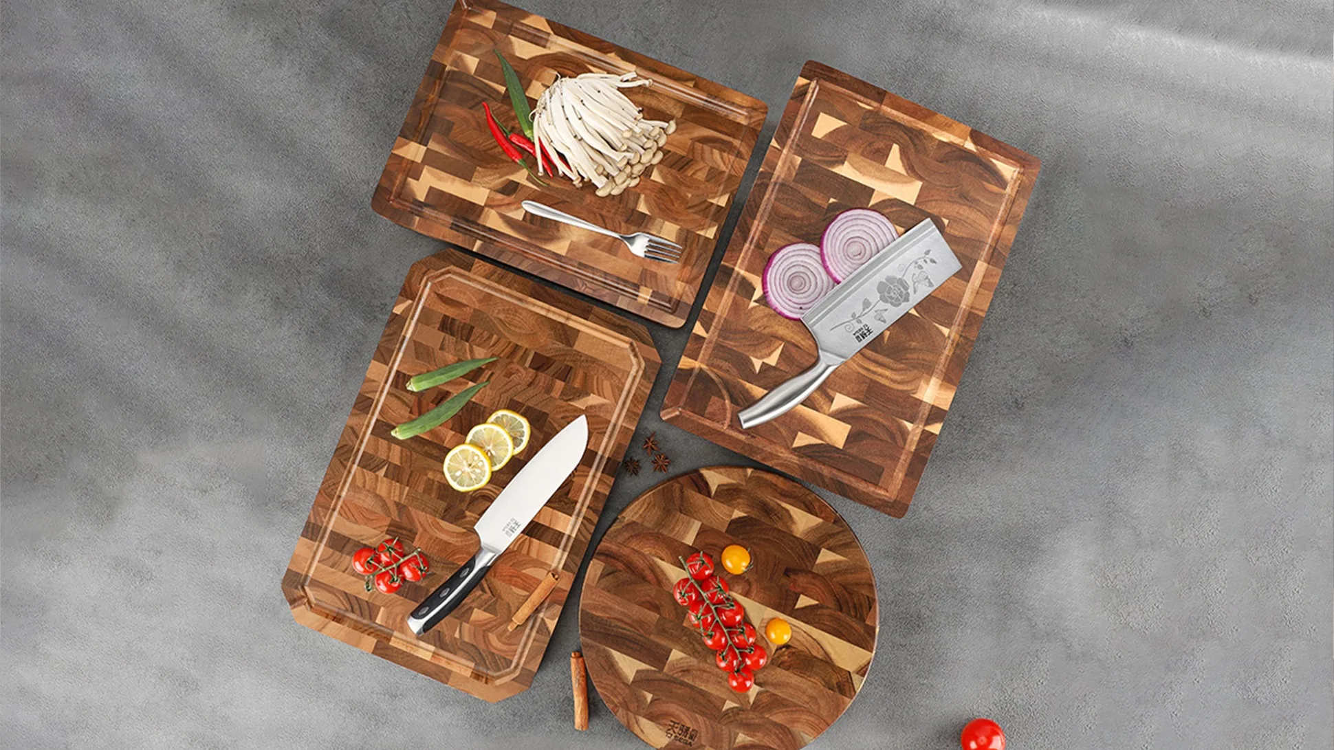 Large Organic End Grain Acacia Cutting Board Kitchen Chopping Block ...