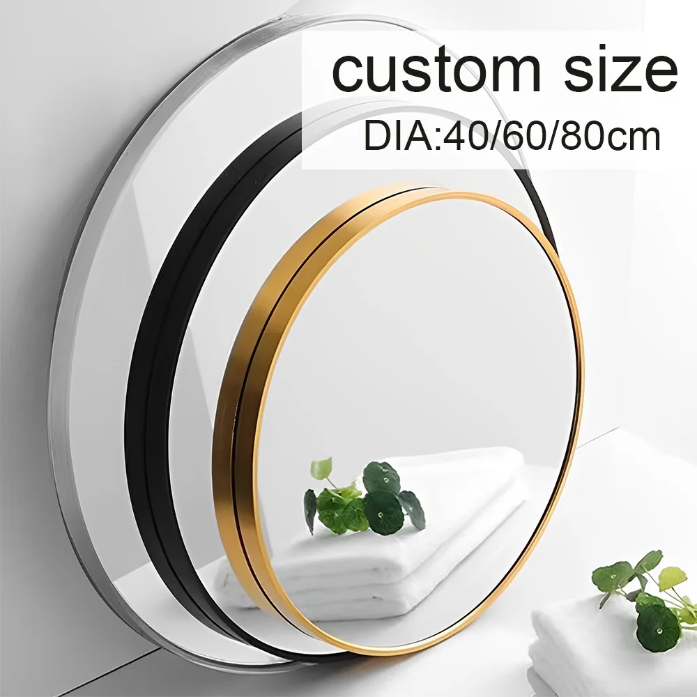 Custom Aluminum Alloy Large Round Black Gold Frame Circle Espejos ...