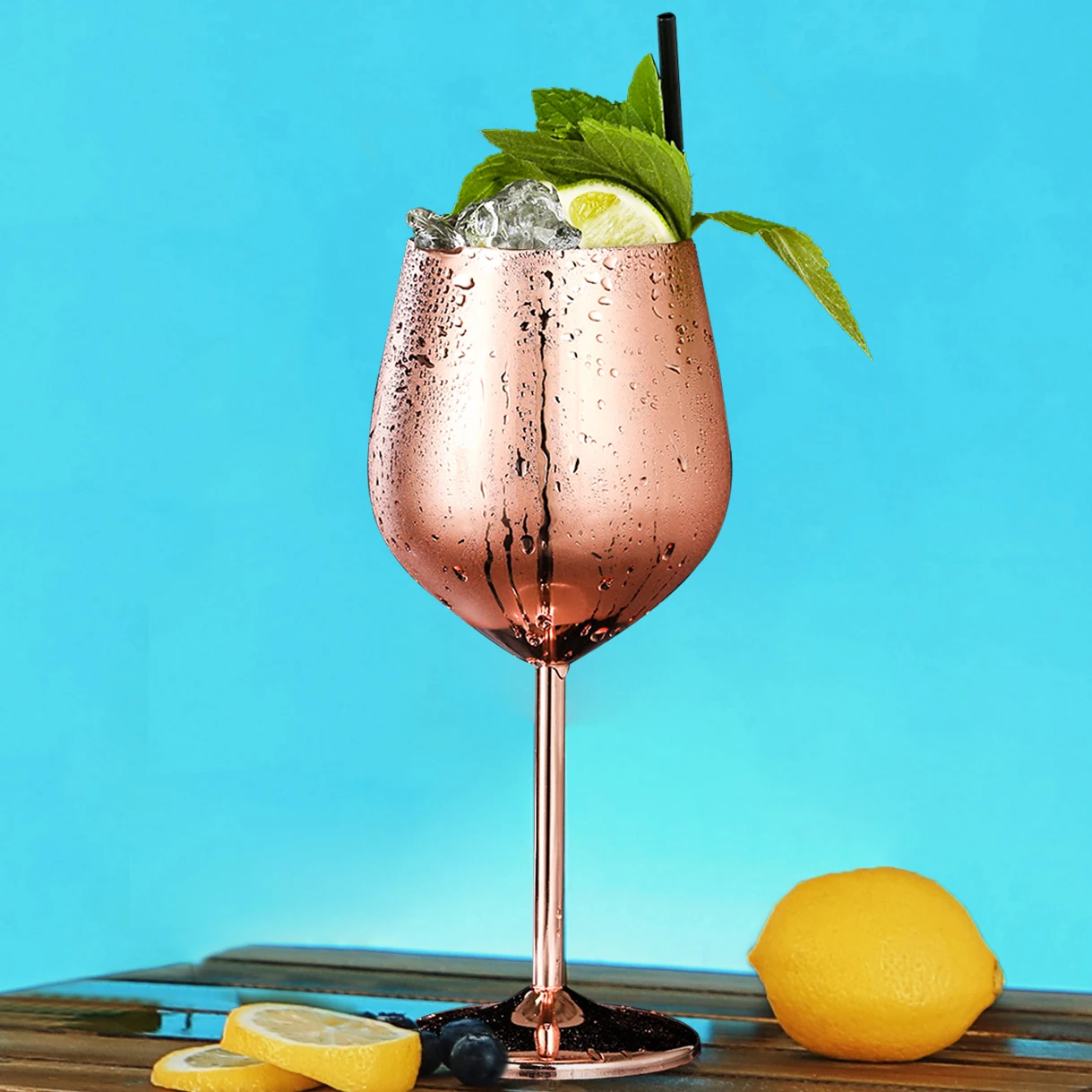 Custom 500ml Metal Globet Wine Glass Cocktail Cup Gold Black Rose Gold ...