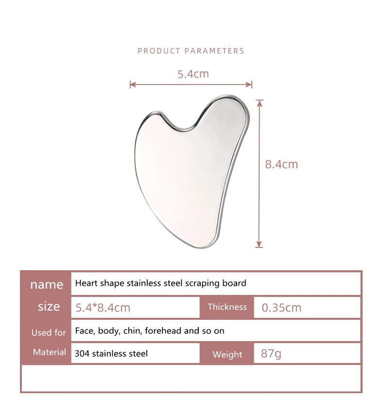 Customizable Metal Heart Shape Gua Sha Scraper For Face Neck Body ...