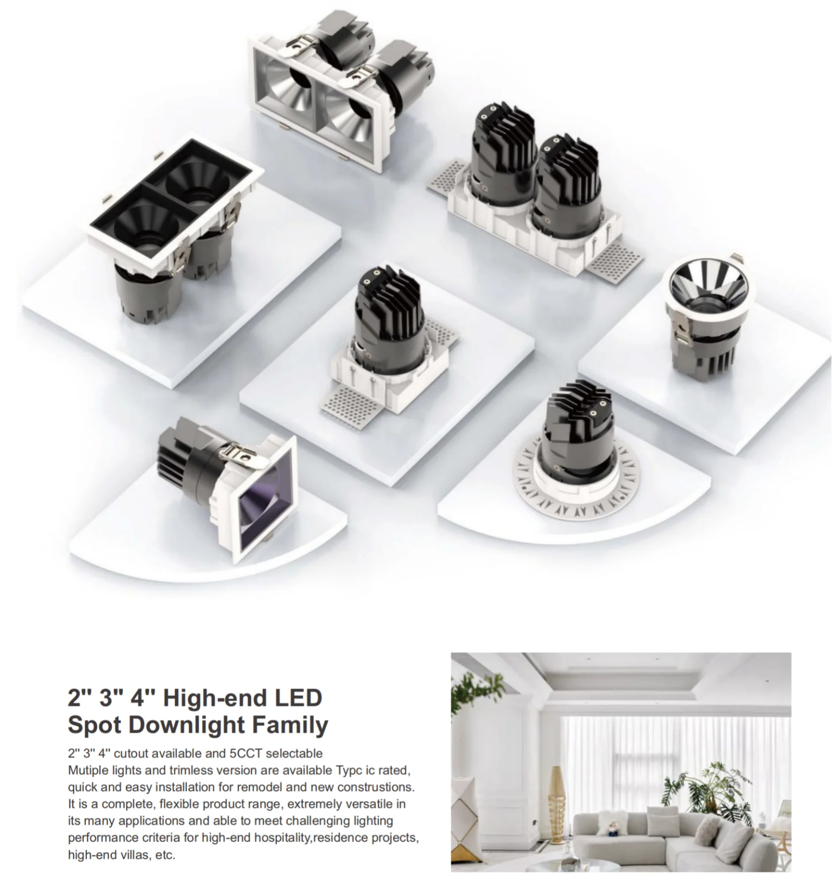 Luxury Cob Single Double Head Ceiling Led Downlight 2inch 3inch 4inch ...