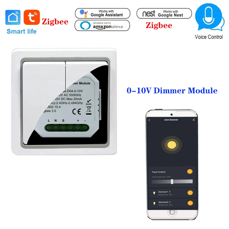 2 Channel Zigbee 0-10v Dimmer Module Smart Light Controller Zigbee 3.0 ...