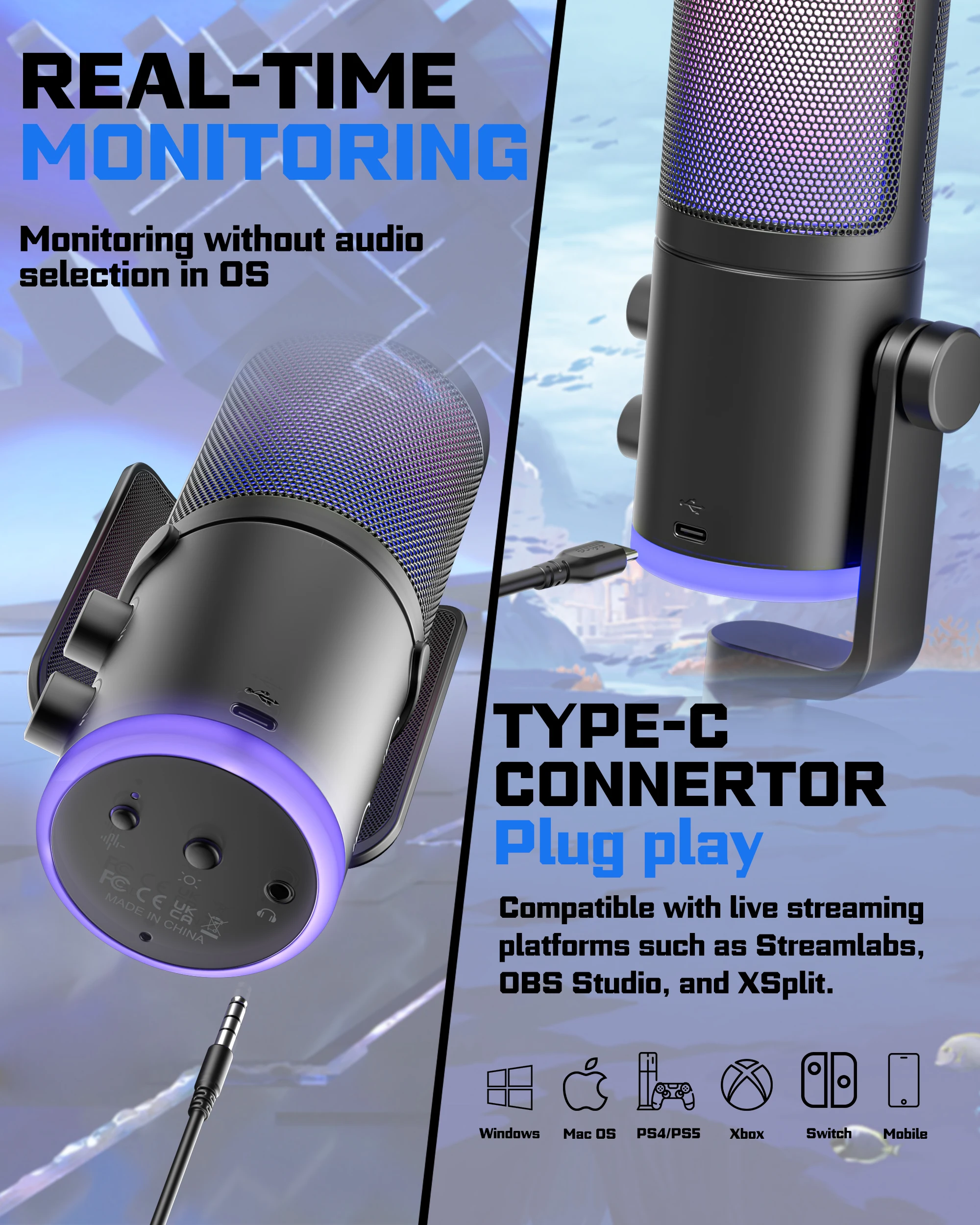 Fifine Ampligame Am6 Professional Gaming Microphones Abs Usb Computer Streaming Mics 48khz ...