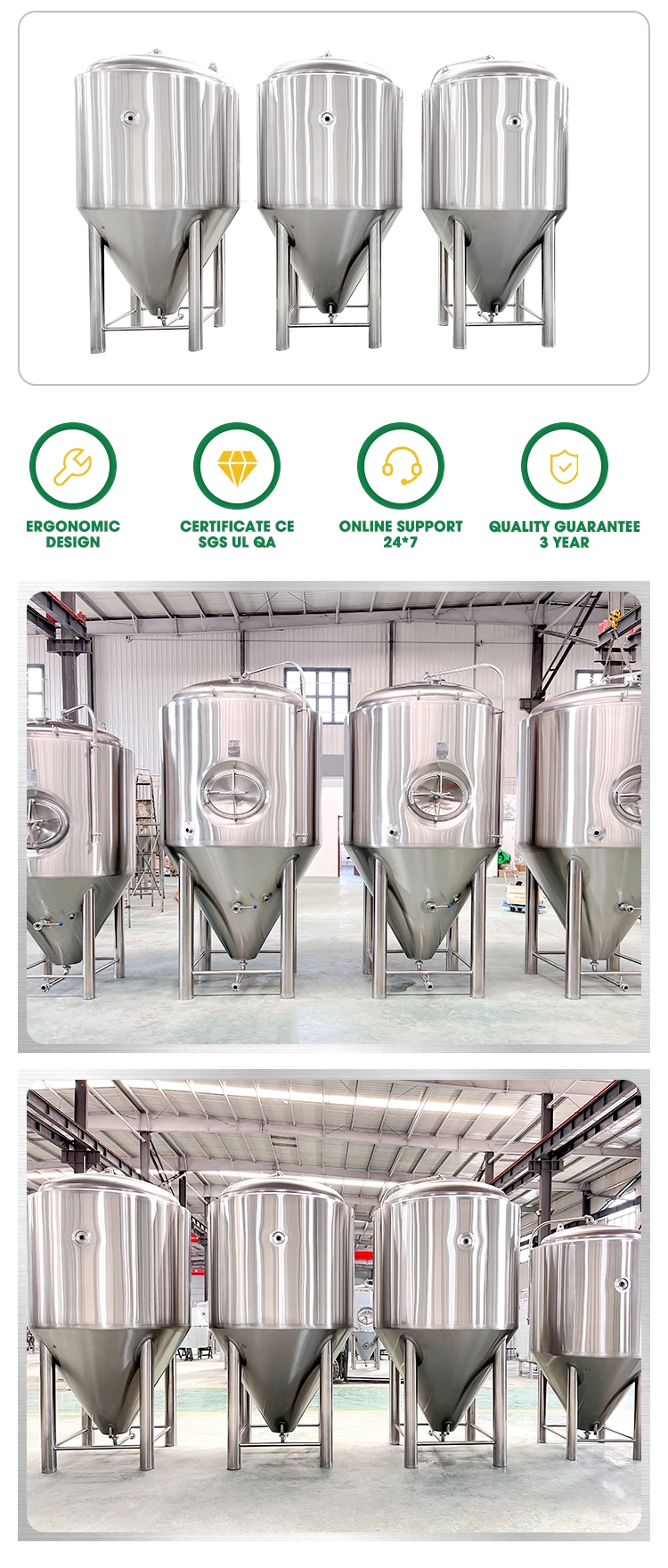 Stainless Steel Fermenter Bioreactor Beer Bright Tank 300L 2000L Wine ...