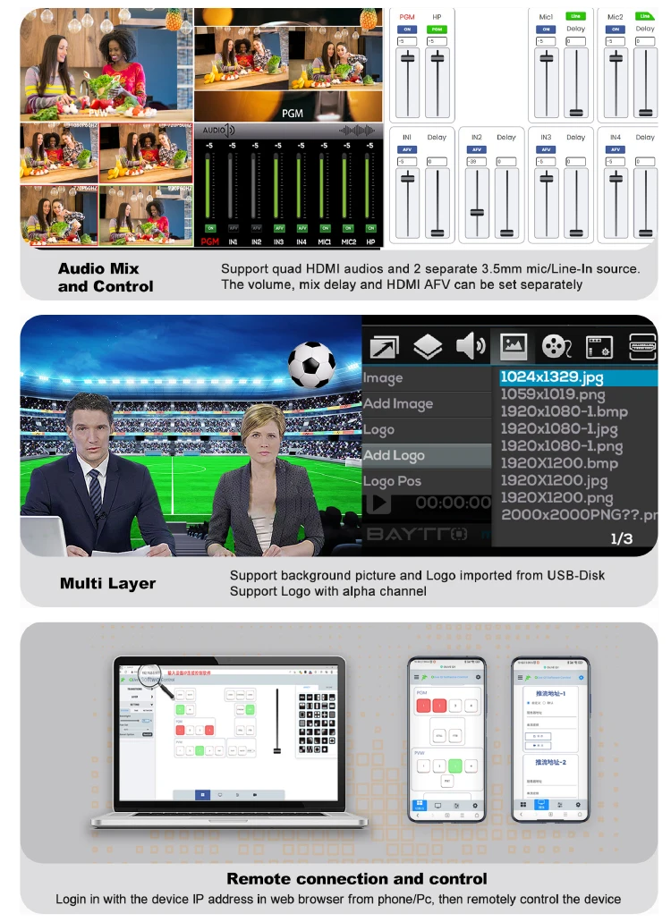 Video Switcher Screen Live Streaming Ptz Multi Camera Broadcast ...