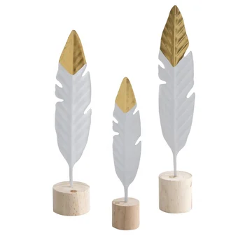 Nordic Style Wrought Iron White Feather Ornaments Creative Simple Leaf ...