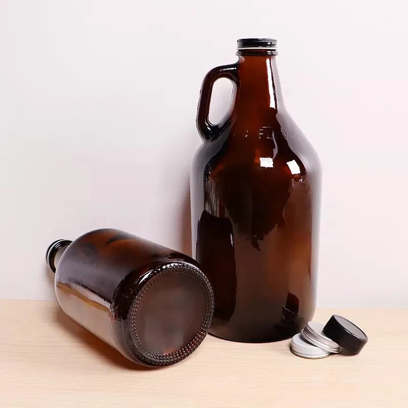 Large Clear Amber Glass Wine Bottle 1l 2l 4l Round Glass Beer Bottle ...