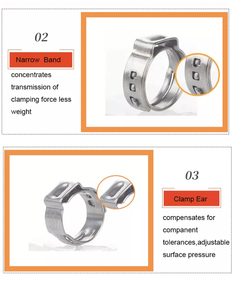 Adjustable Stainless Steel Ss304 Single Ear Hose Clamp Clips - Buy ...