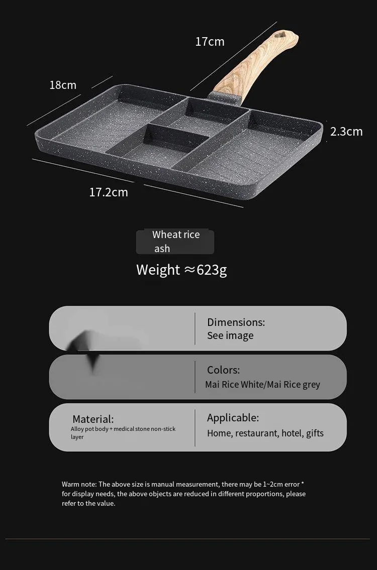 Home Breakfast Pan Multi-griddle Frying Pan Four Grated Medical Stone ...