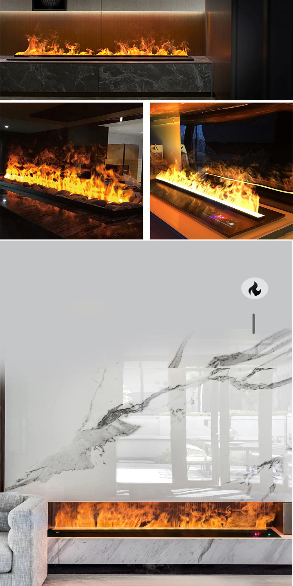 Modern 3d Flame Water Vapor Electric Fireplace Humidifier High-power ...