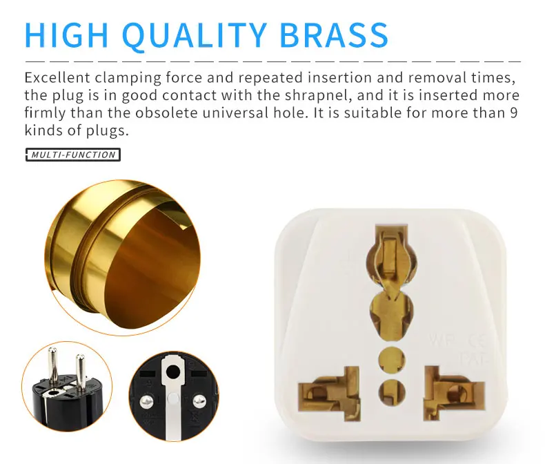 Universal Type B 3 Pin Grounded Ac Plug Travel Adapter Outlet For ...