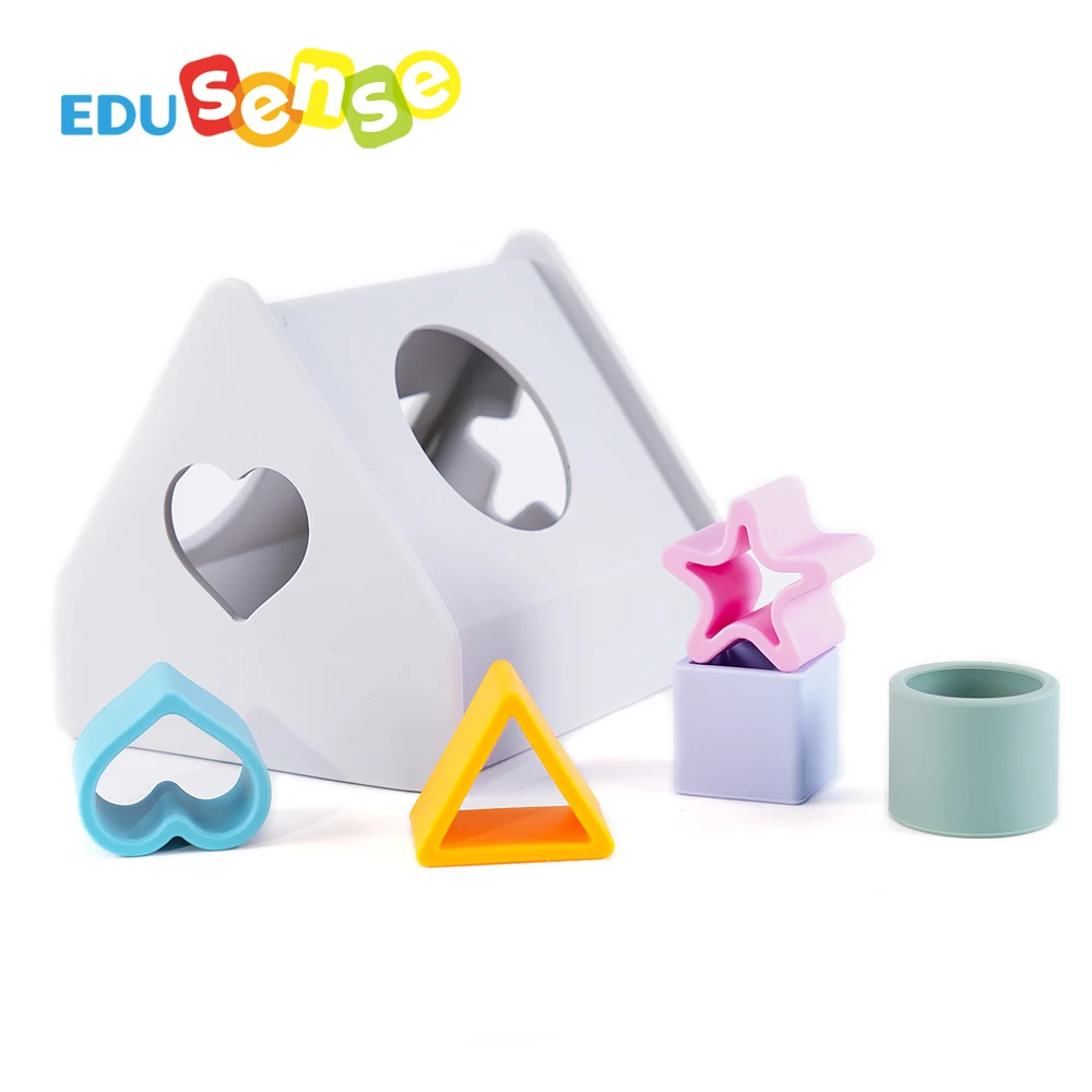 Silicone Sensory Geometric Shapes Toys Montessori Puzzle Sorting Bricks ...