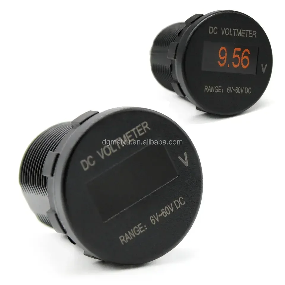 Waterproof ROUND 8-60V MINI OLED DC DUAL DIGITAL VOLTMETER AMMETER DISPLAY