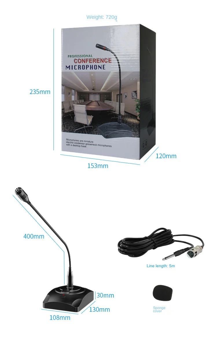 Conference Microphone Window Intercom Cable Microphone Voice Computer ...