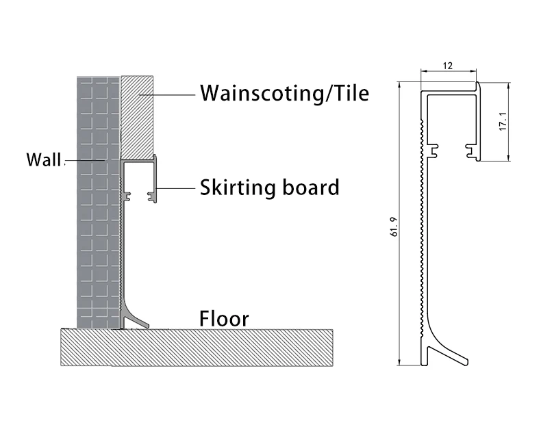 Aluminium Led Skirting Lights Profile For Wall/invisible Skirting Board ...