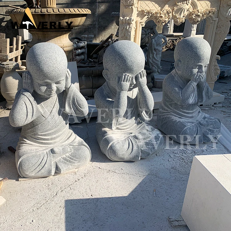 Custom Little Monk Religious Sculpture Stone Shaolin Baby Monk Statue ...