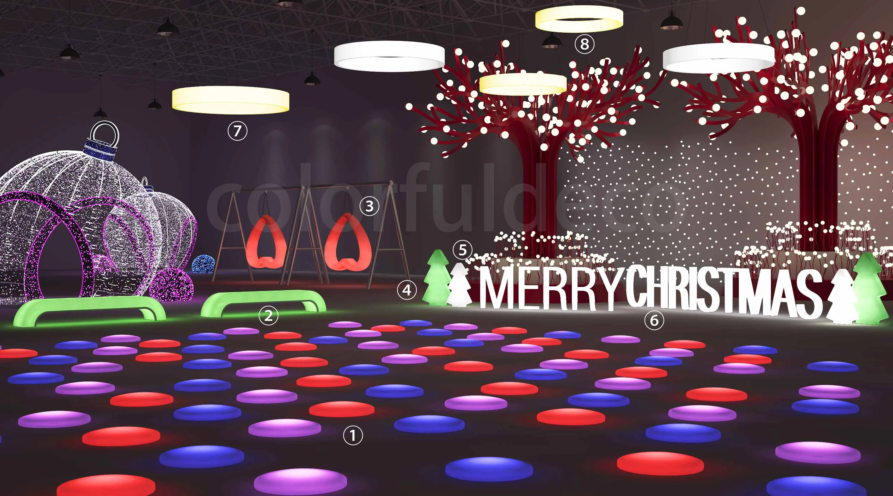 LED Floor Tiles - Interactive 3D Dance Floor, Round Rechargeable LED ...