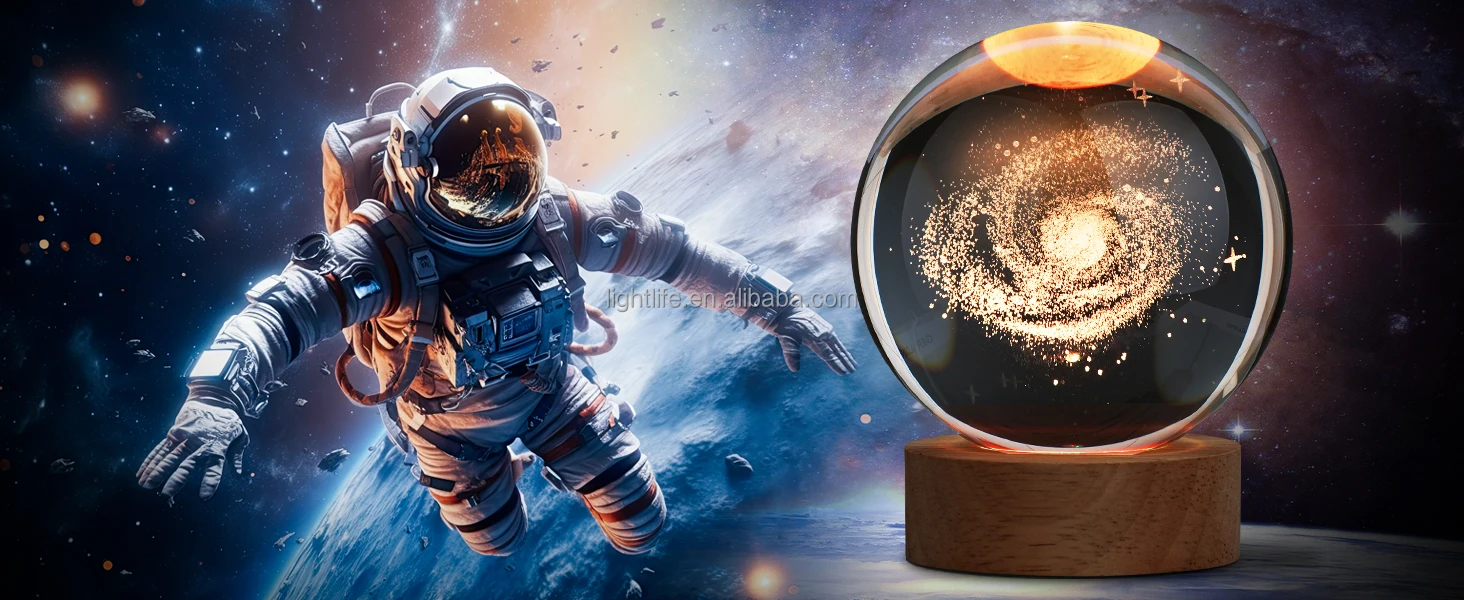 Newish Creative Gifts 3d Saturn Crystal Ball Lamp Transparent Removable ...