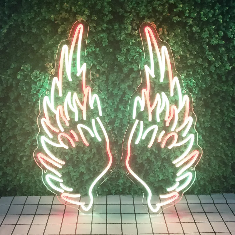 Custom LED Flex Neon Sign with Angel Wings for Wedding Parties and ...