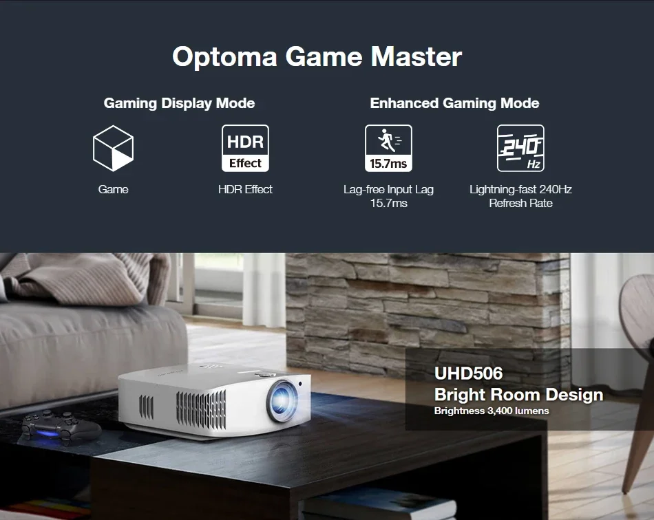 Optoma 4K Gaming Projector 3840x2160 for Home Theater