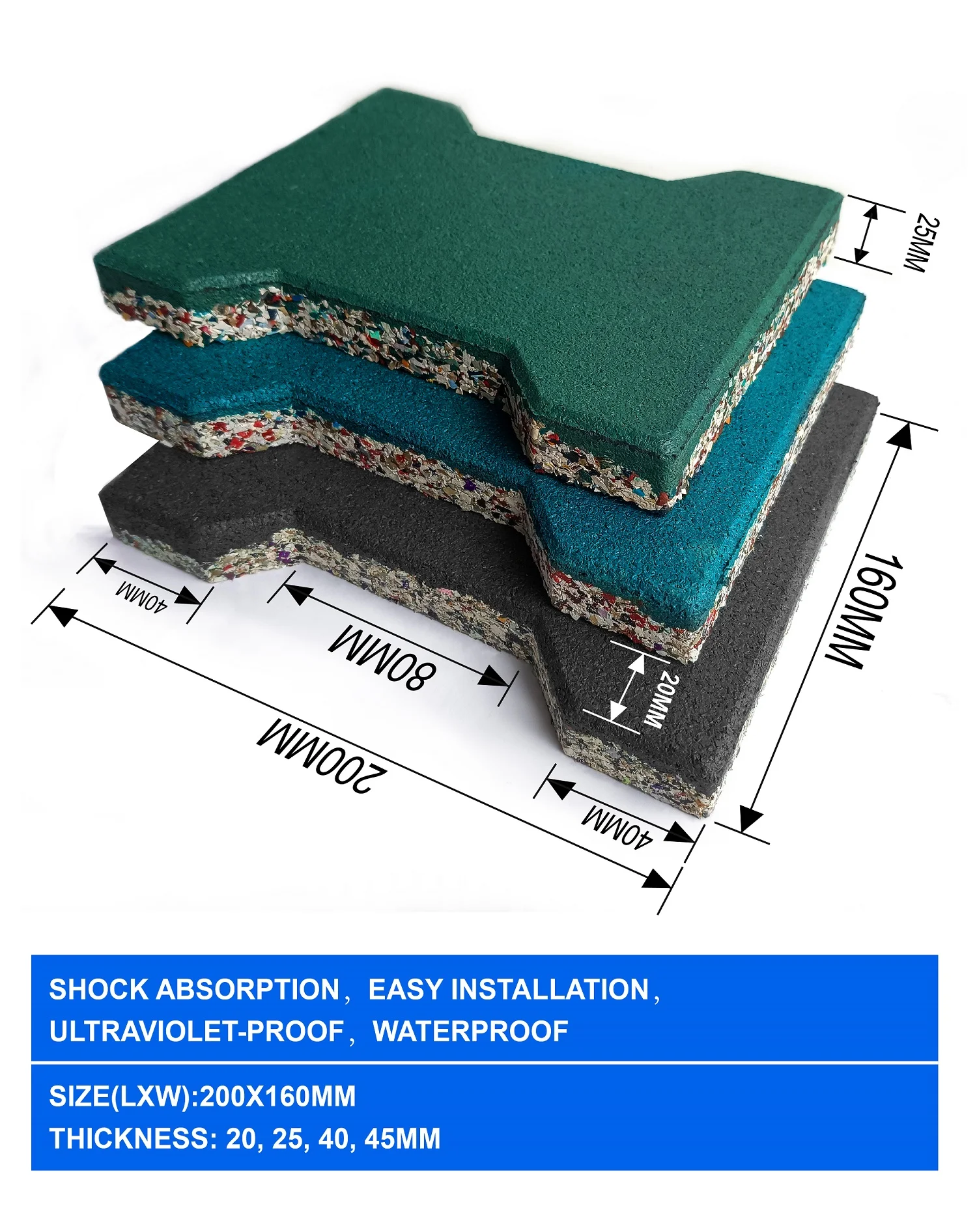 20mm Thick Noise Reduction Mat Pads,Wear-resisting Outside Exercise ...