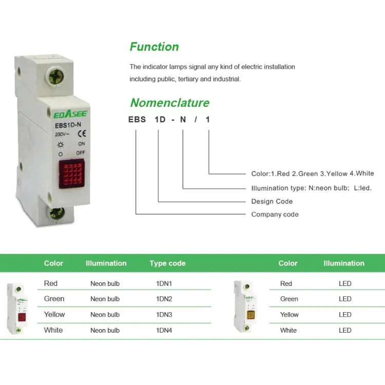 Din Rail C45D MCB Type Modular LED Indicator - EBASEE