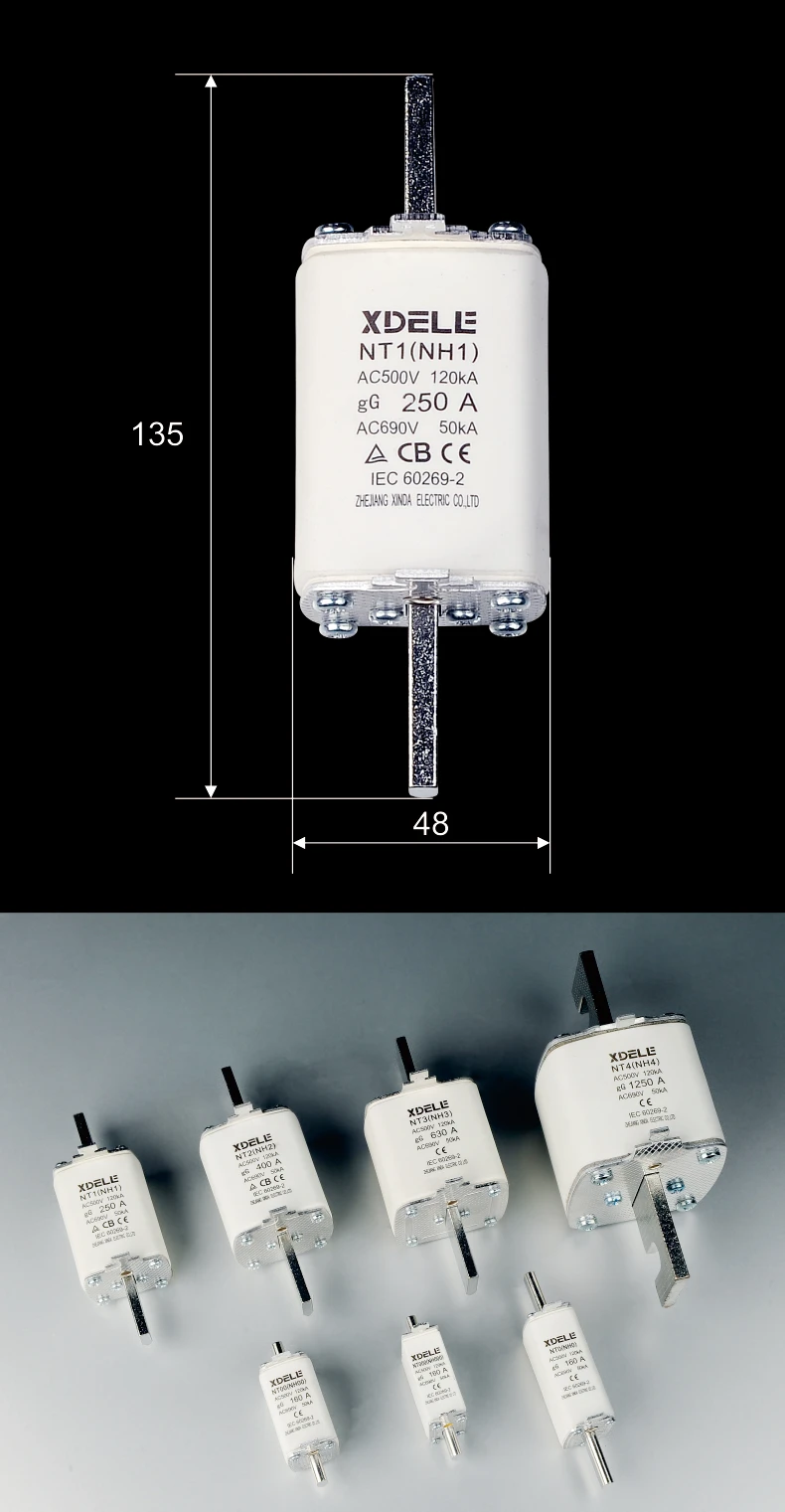 Nh1 Nh Series Ac500v Hrc Fuse Base Low Voltage Ceramic Fuse - Buy Fuses ...