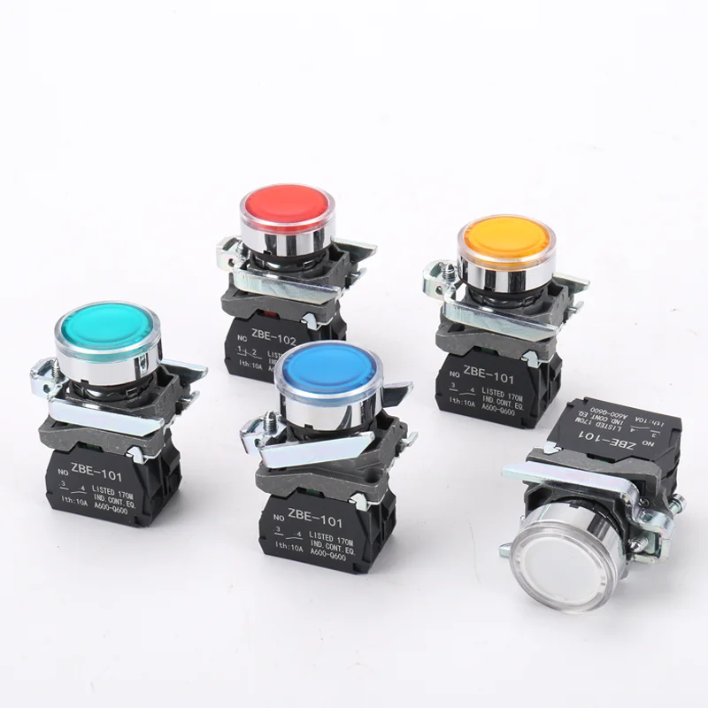 Industrial XB4 22mm LED Latching Push Button Switch with Lamp NO NC ...